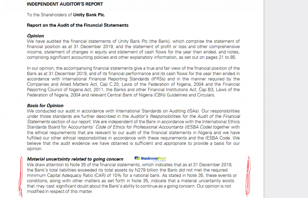 FIGURES DON’T LIE! Despite Denial, Stats Show Unity Bank is Troubled ...