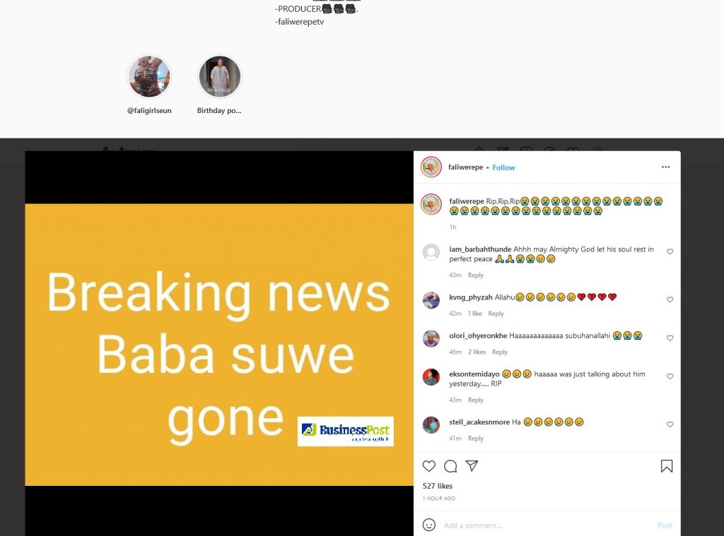 Veteran Comic Yoruba Actor Baba Suwe Dies | Business Post Nigeria